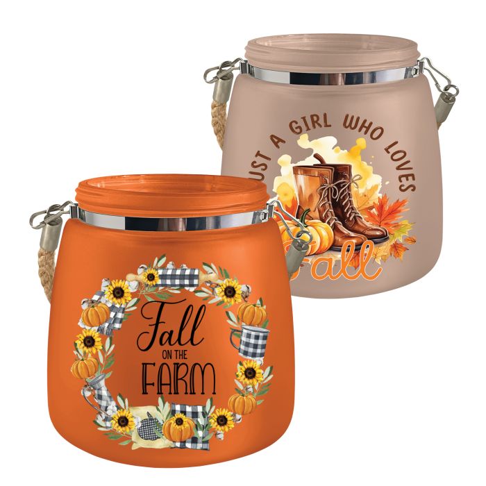 LED Harvest Glass Jar – Two Styles: “Girl” & “Farm”